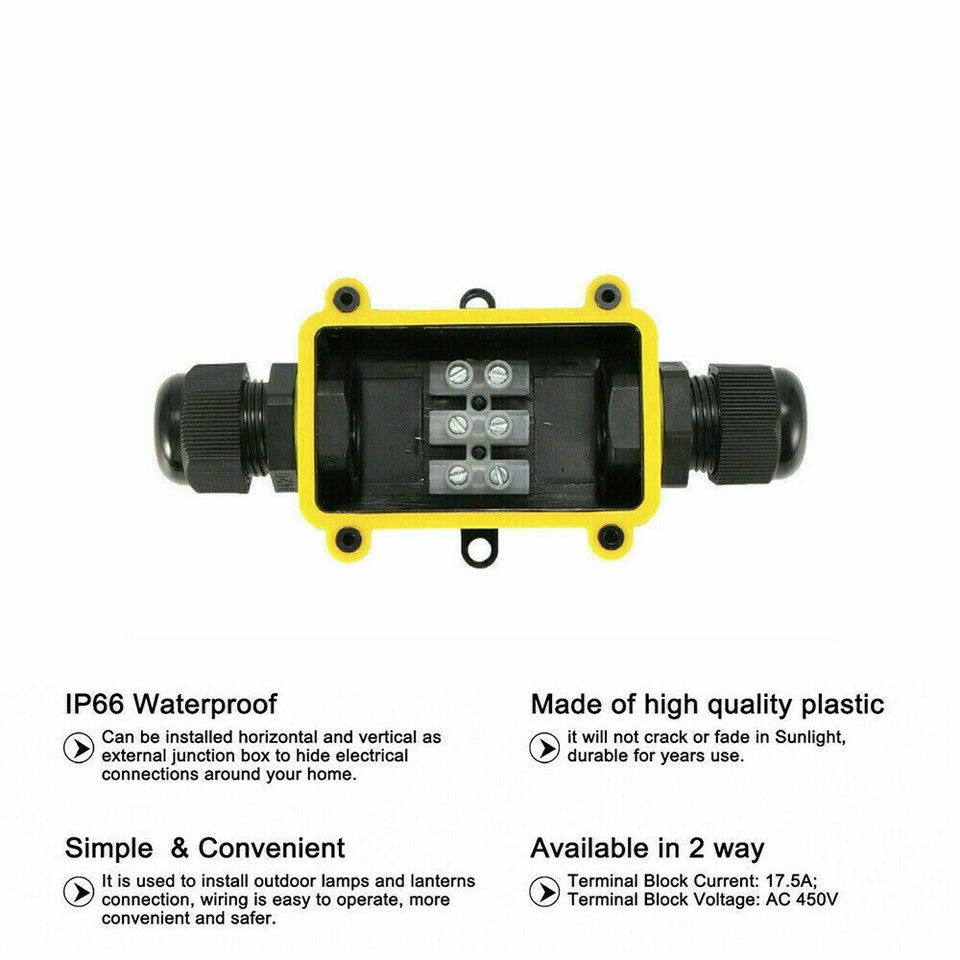 WATERPROOF JUNCTION BOX IP66 IP68 CASE ELECTRICAL CABLE WIRE CONNECTOR ...