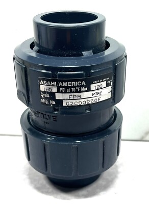 **NEW** ASAHI 1" PVC Ball Check Valve - SOCKET ENDS - FPM/PTFE Seals ...