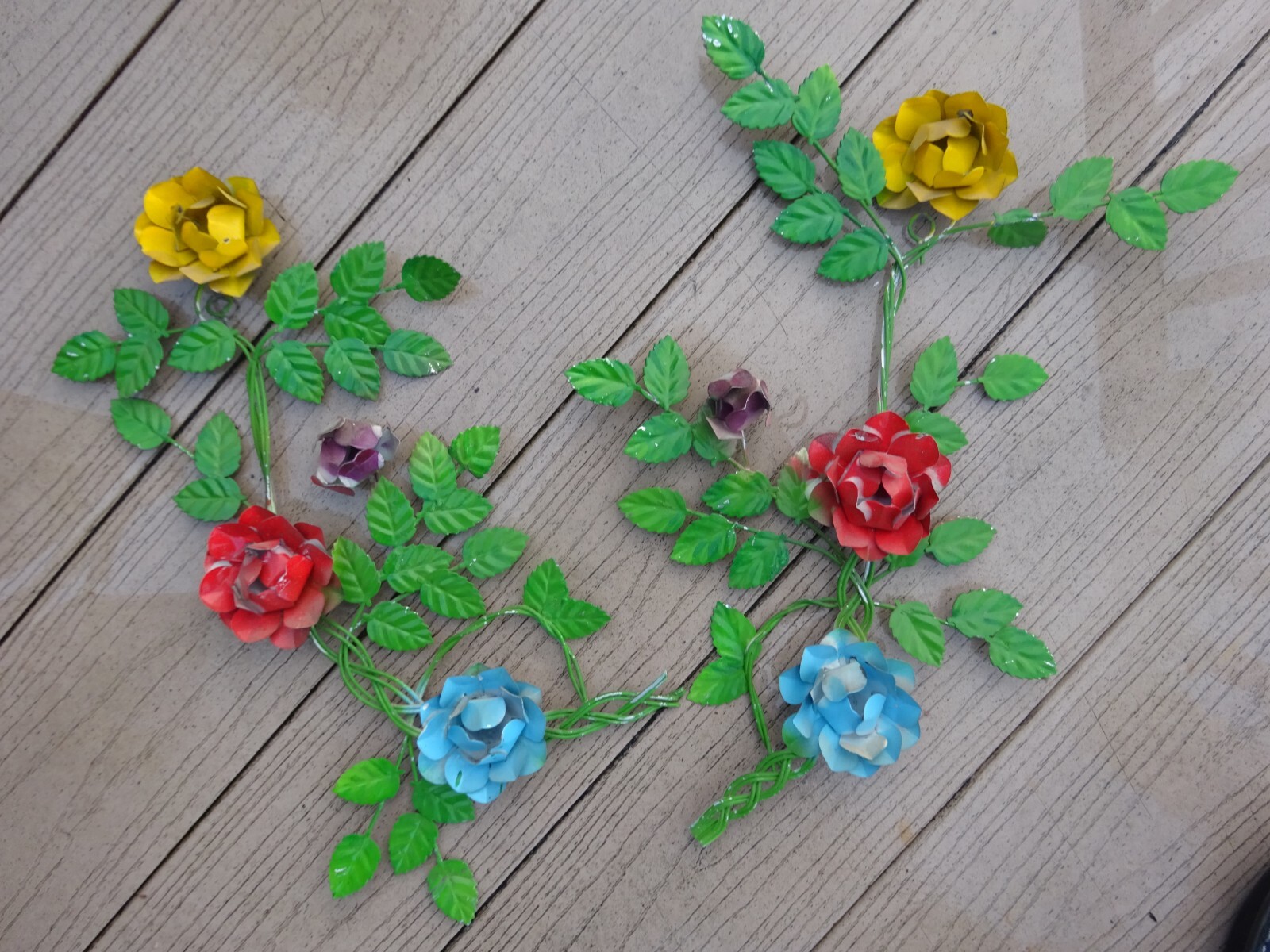 Set of 2 Vintage MCM Flowers Metal Wall Hangings Art Decor 15" X 10 ...