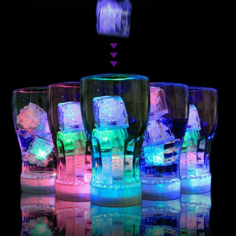 4Pcs ICE CUBES LED light up Multicolor sensor liquid for drinks/parties ...