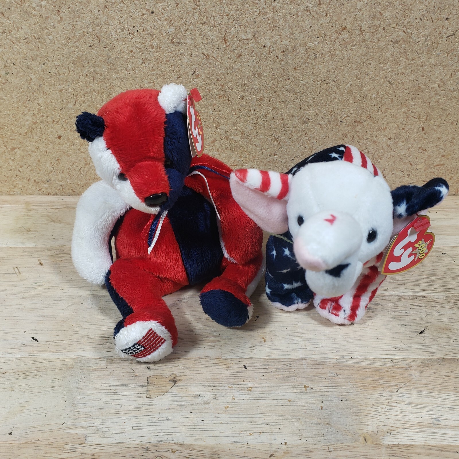 TY Righty Elephant Red White Blue Stars Stripes 2000 Patriot USA ...
