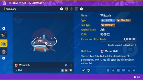 Pokemon Scarlet and Violet PSV - Shiny 6IV Max EV Whiscash + Master ...