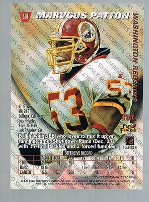 1996/96 Topps Stadium Club Members Only Marvcus Patton #301 Redskins | eBay