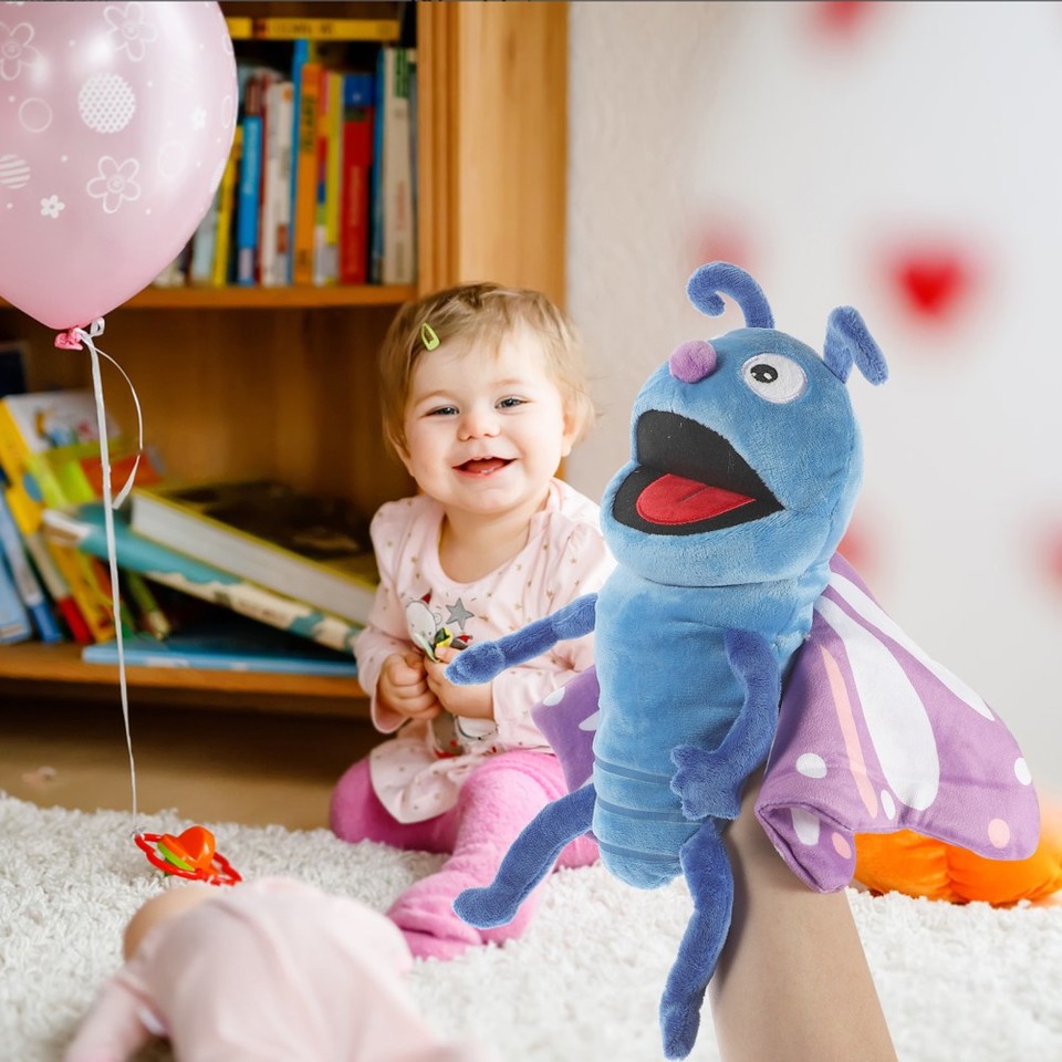 Plush Hand Puppet Stuffed Cartoon Butterfly Doll Hand Puppet Plaything ...