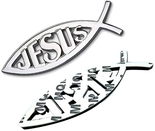 2pcs Jesus Fish Decal Sticker Silver,3D Car Chrome Decal Emblem Sticker ...