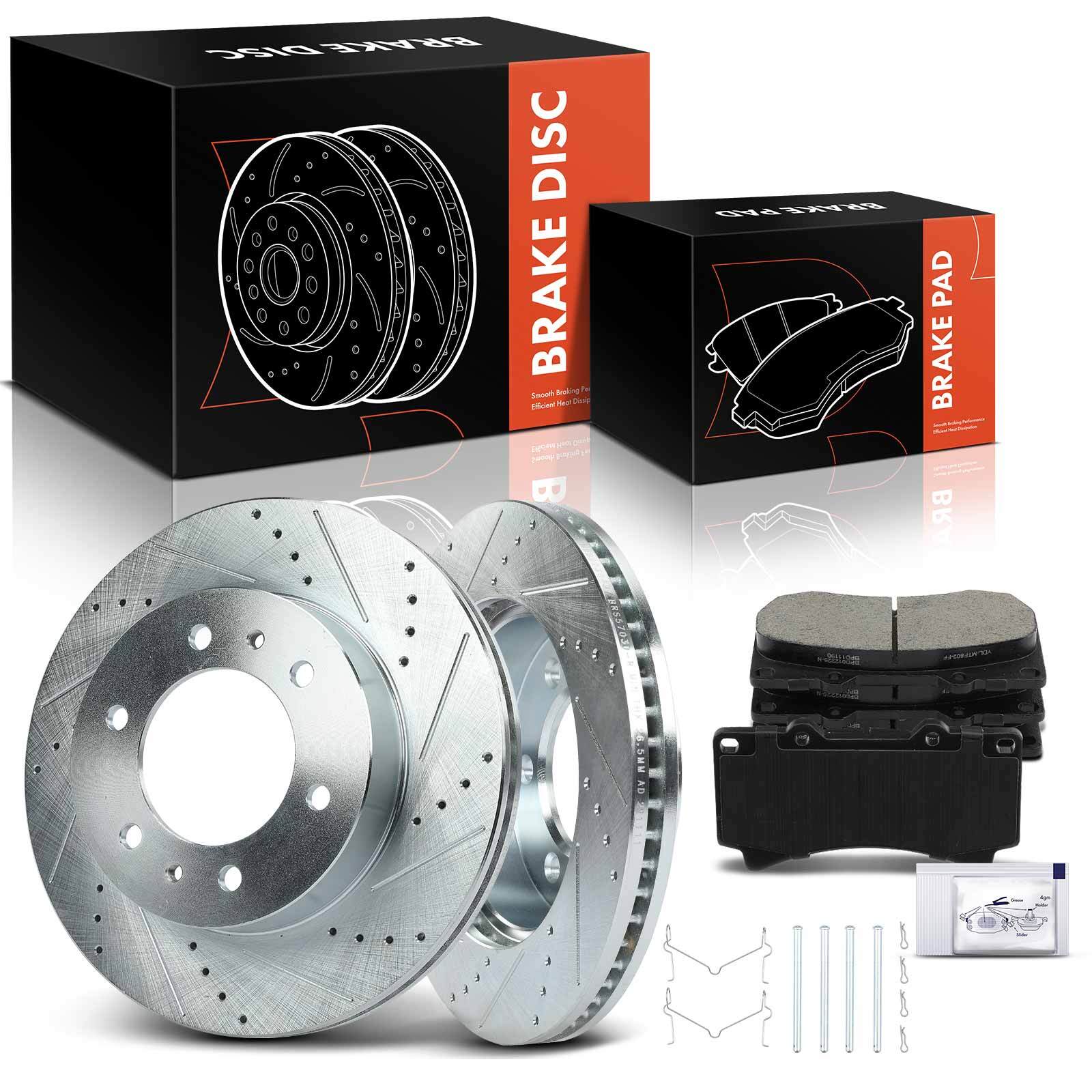 6x Drilled Brake Rotors & Brake Pads for Hummer H3 2006-2010 H3T 2009 ...