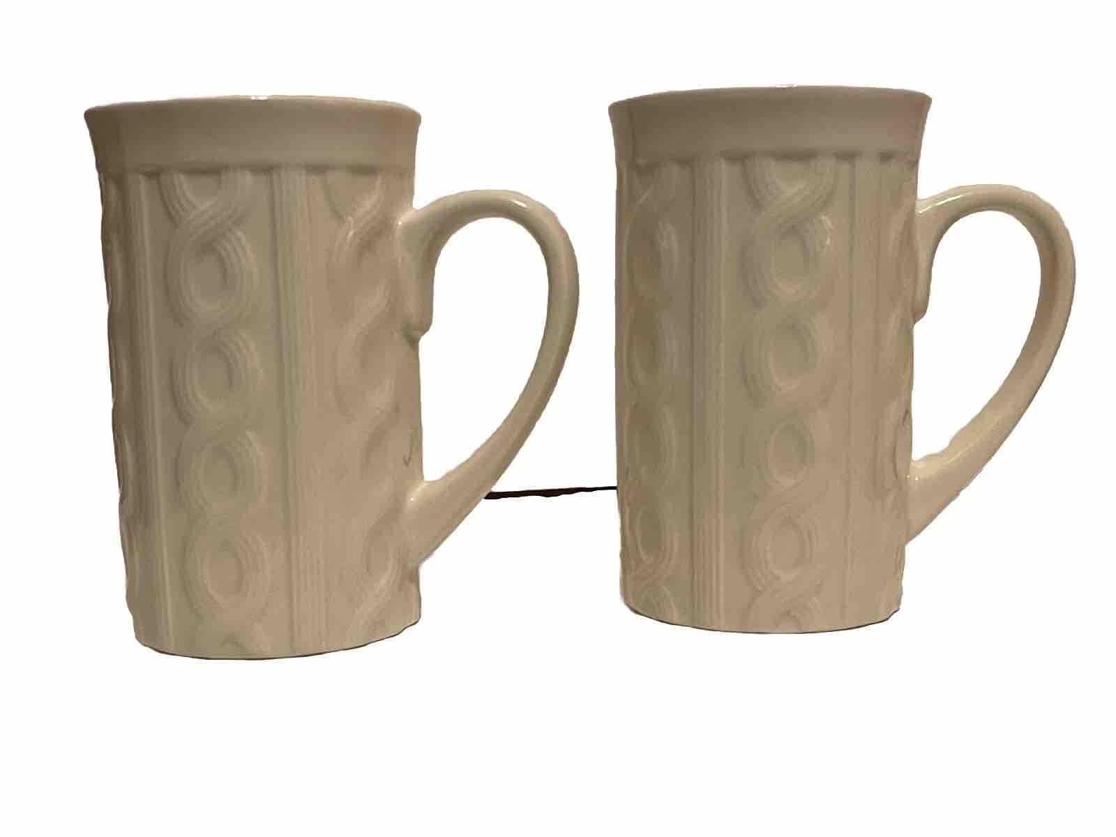 Pair Of Bay Island Ceramic Cable Knit 10 Ounce Coffee Mugs | eBay