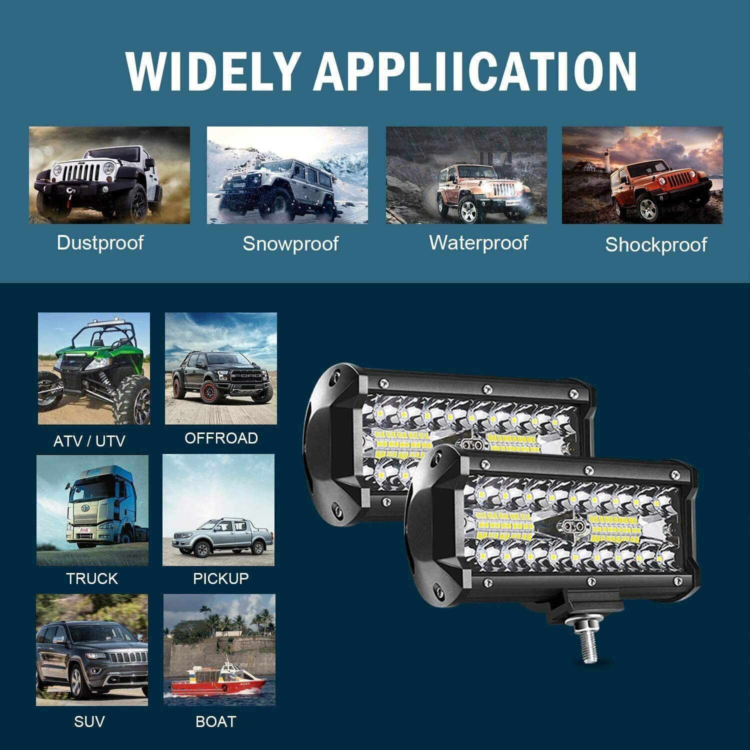 7" LED Marine Lights Pods Pontoon Boat HeadLights Spreader Docking ...