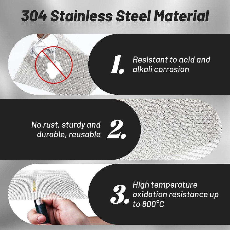 3 PCS Stainless Steel Wire Mesh Screen 12x8 Inch 1mm Hole 20 Mesh 0.5mm ...