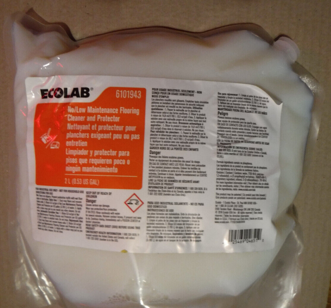 1 Bag Ecolab 6101943 No/Low Maintenance Flooring Cleaner & Protector 2L ...