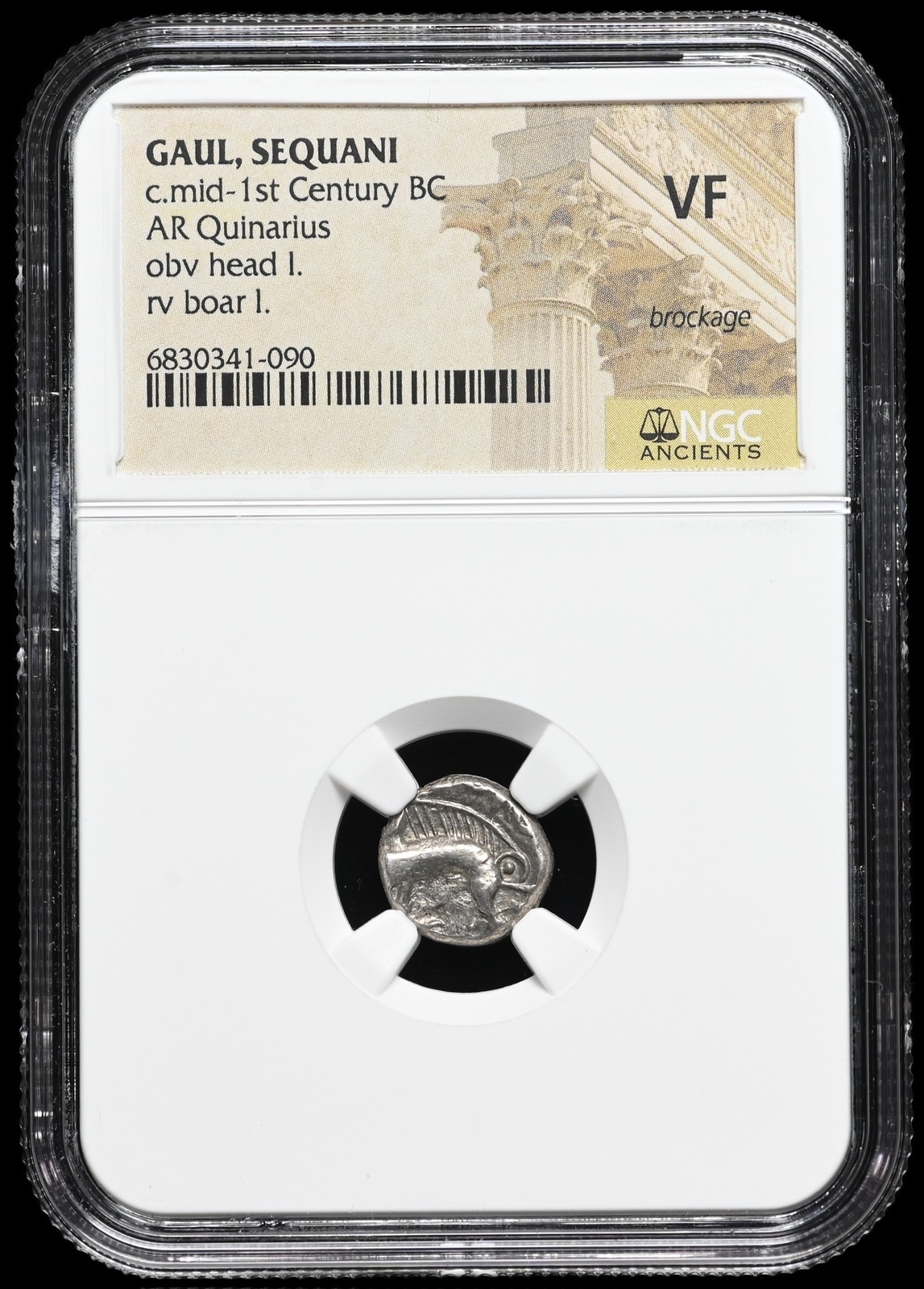 CELTIC, Central Gaul. Sequani. 1st Century BC. Quinarius, Boar, NGC VF ...