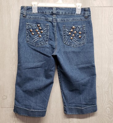 Cato Jeans Womens 10 Capri Studded Pedal Pushers Clam Diggers Stretch ...