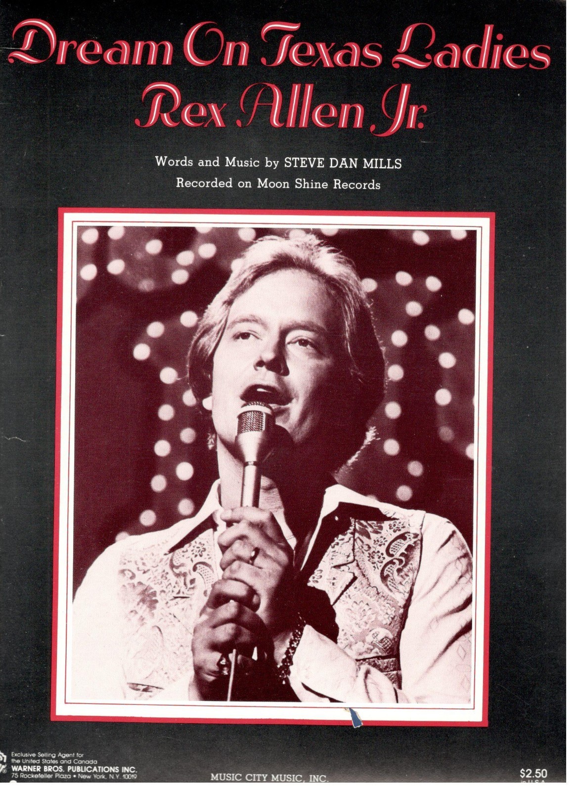 REX ALLEN JR. "DREAM ON TEXAS LADIES" SHEET MUSIC-PIANO/VOCAL/GUITAR ...