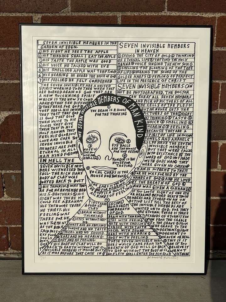 Howard Finster “7 INVISIBLE MEMBERS OF MANKIND” Signed Numbered LE 35 ...