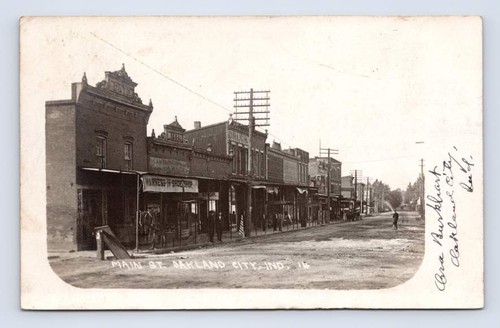 Main Street OAKLAND CITY Indiana RPPC Antique Gibson County Photo ...