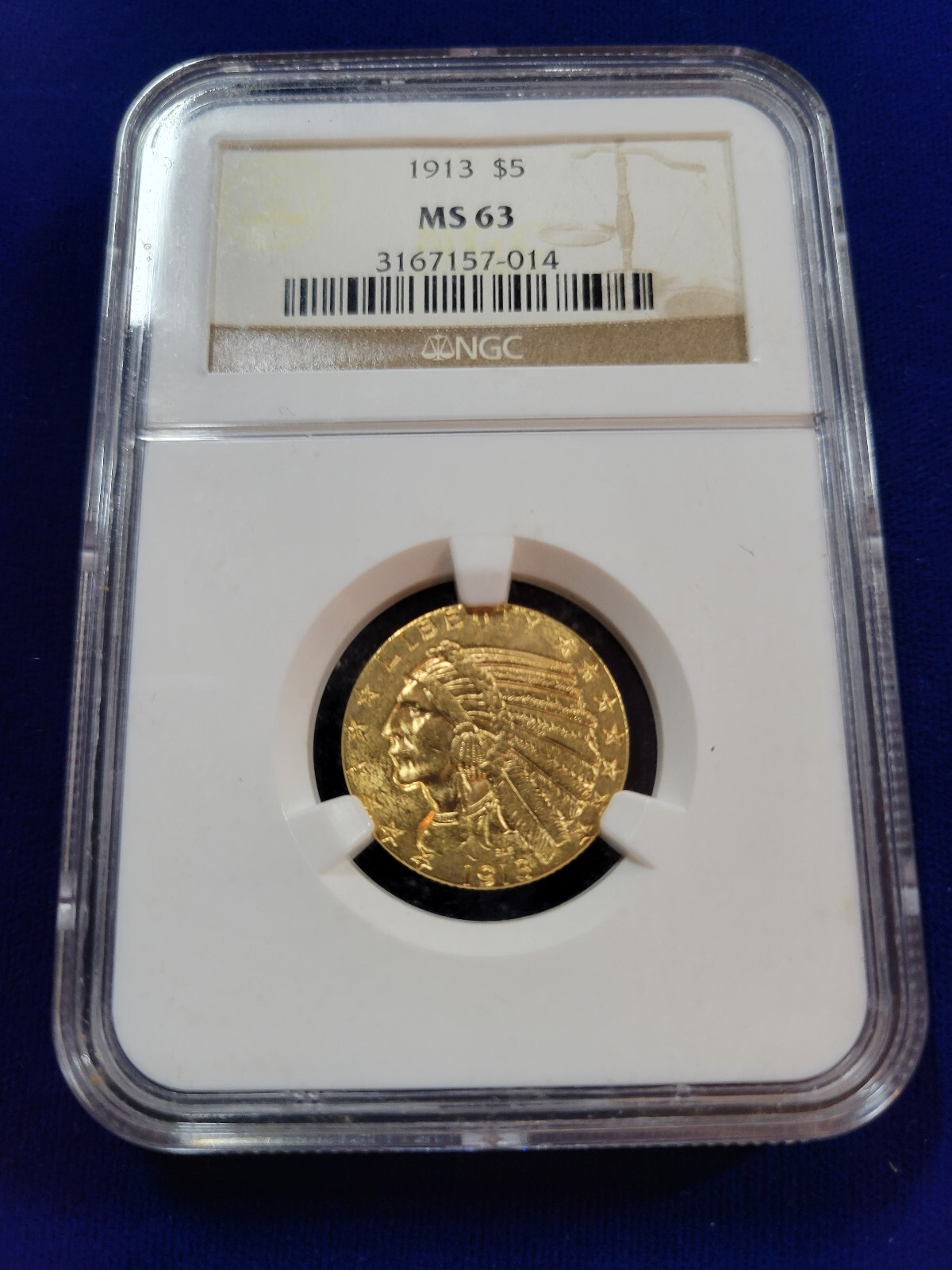 🌟 1913 $5 Gold Coin NGC MS-63 UNC Half-Eagle Indian Pre-33 Gold Coin | eBay