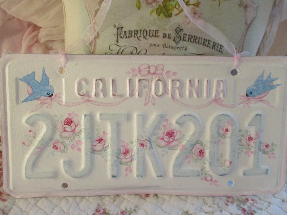 Shabby Chic Style Hand Painted Vintage California License Plate | eBay