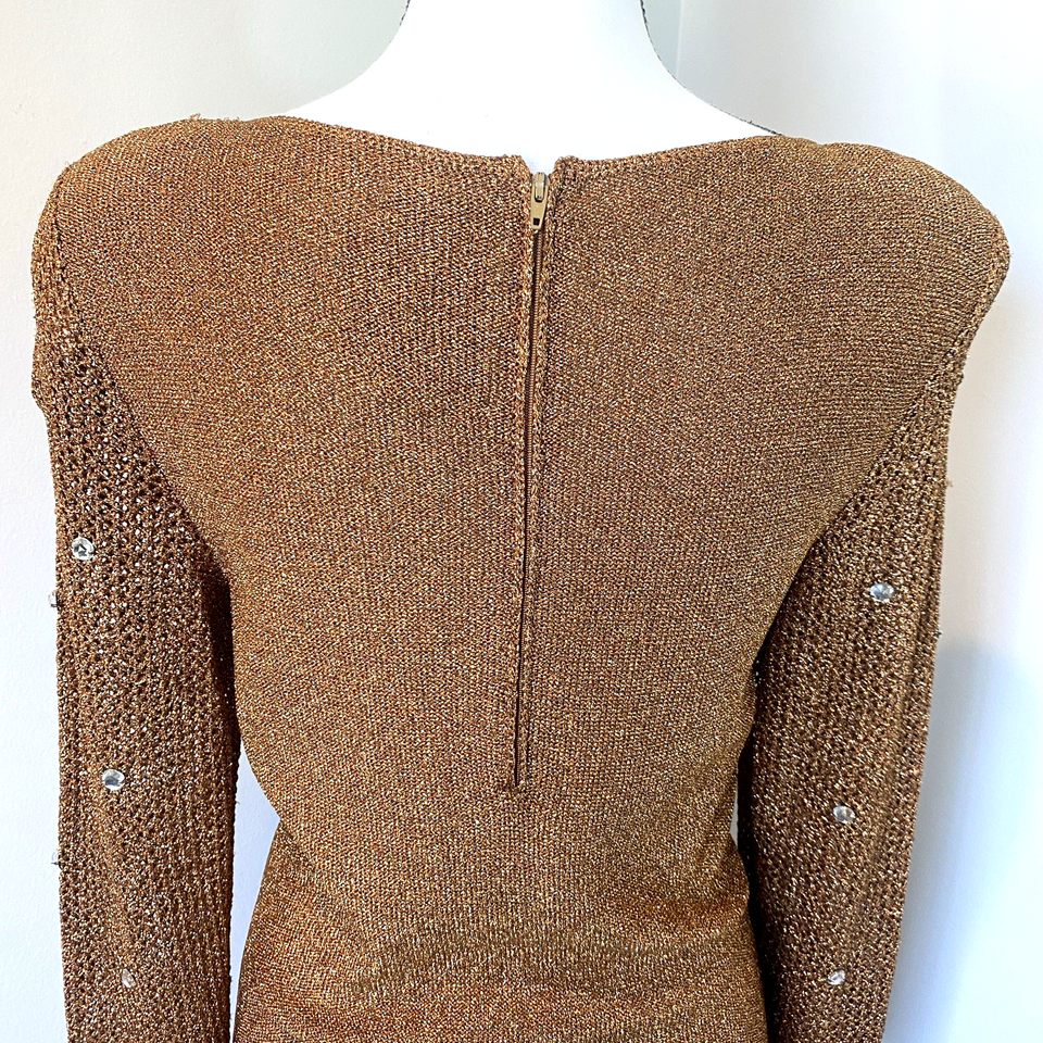 Steve Fabrikant Vintage Sweater Dress Cooper Metallic & Rhinestone ...