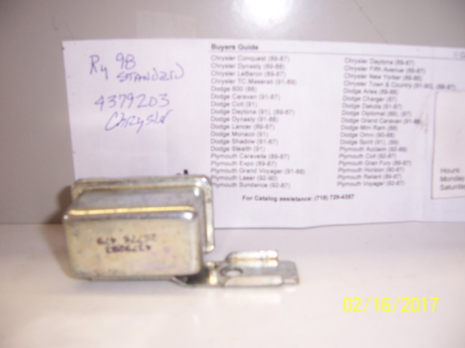 1987-92 CHRYSLER RELAY #4379203/STD#RY98 NOS | eBay