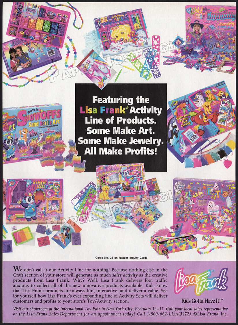 LISA FRANK__Original 1996 Trade print AD / ADVERT__Activity Line dealer ...