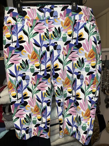 Chicos Size 16 Floral Capri Pants 17” Inseam Stretch | eBay