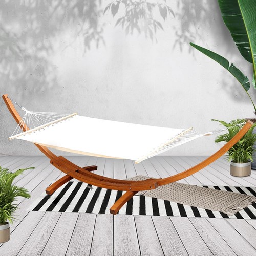 2 Persons Hammock Bed With Wooden Stand Adjustable Stainless Steel ...