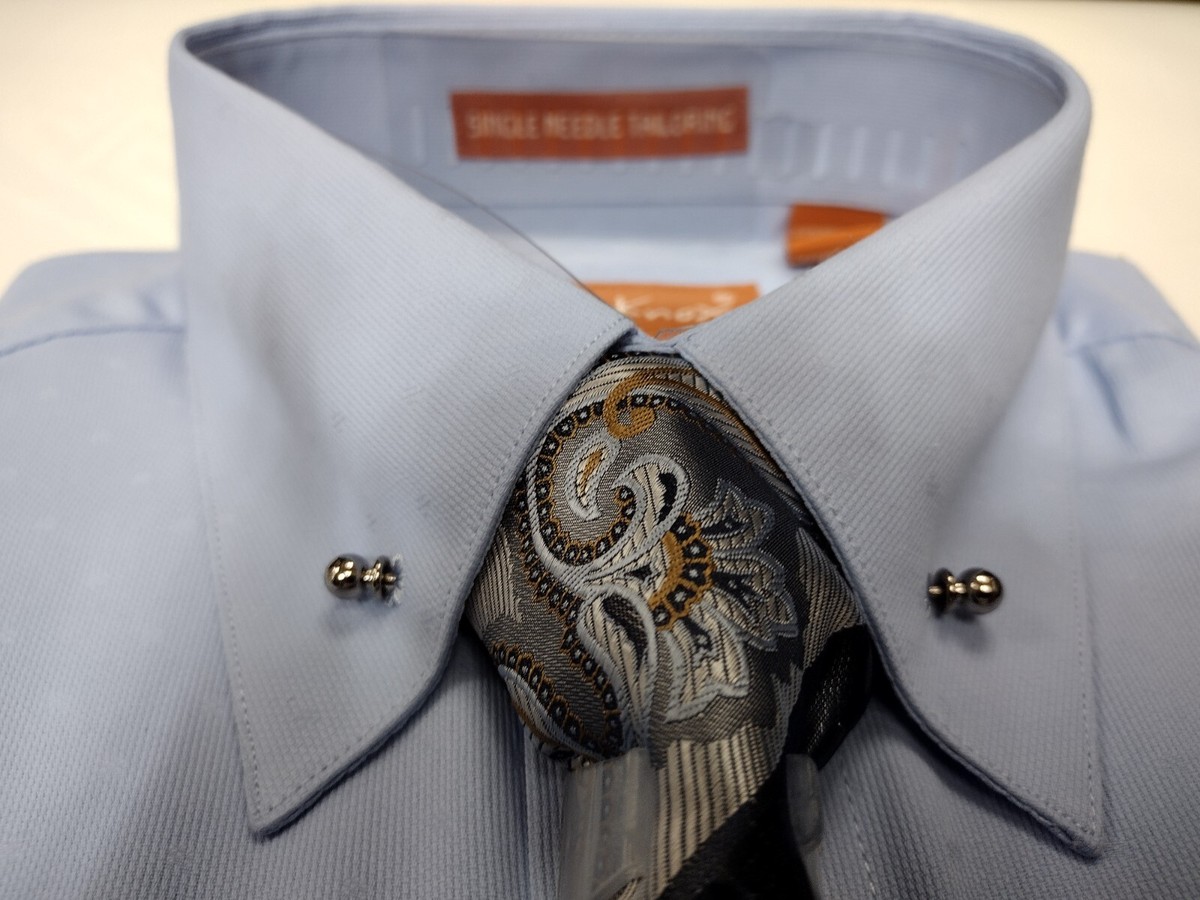 Eyelet Collar Dress Shirts For Men FASHIONWT Men Long Rolled Sleeve