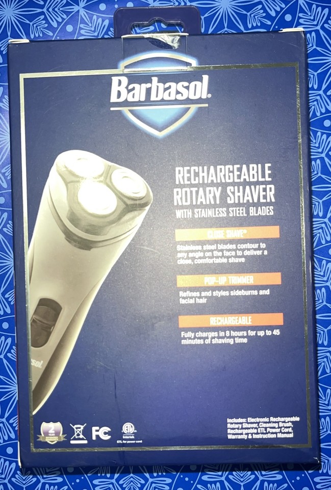 Barbasol Rechargeable Rotary Shaver with Stainless Steel Blades & Pop ...