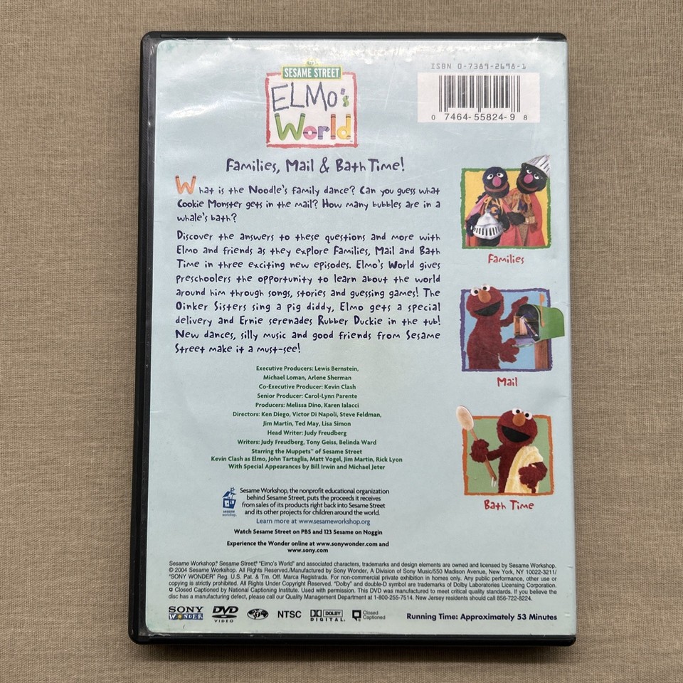 Elmo's World: Families, Mail & Bath Time (DVD 2004 3 Eps) 123 Sesame ...