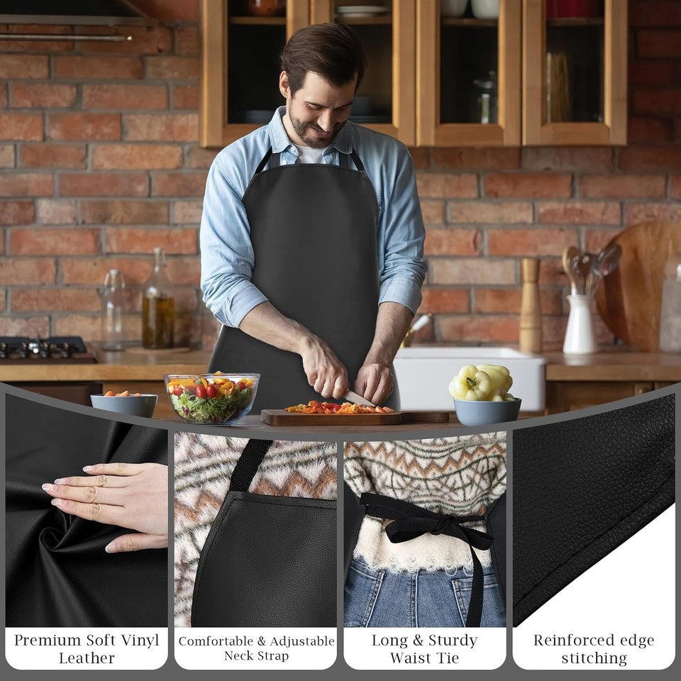 PEASUG Waterproof Butcher Apron, Extra Long Adjustable Lab Apron with ...