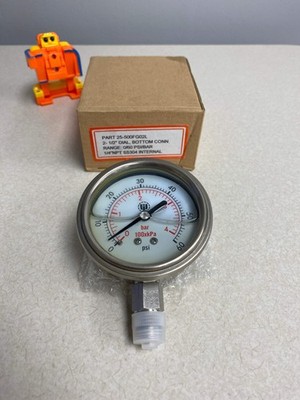 Grainger 25-500FG02L Liquid Filled Pressure Gauge, 0-60 PSI (Open Box ...