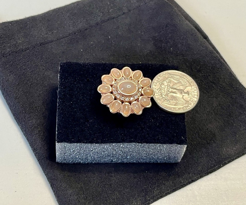 Pink/Peach Gemstone 18K Rose Gold Over Sterling Silver Ring Size 8 | eBay
