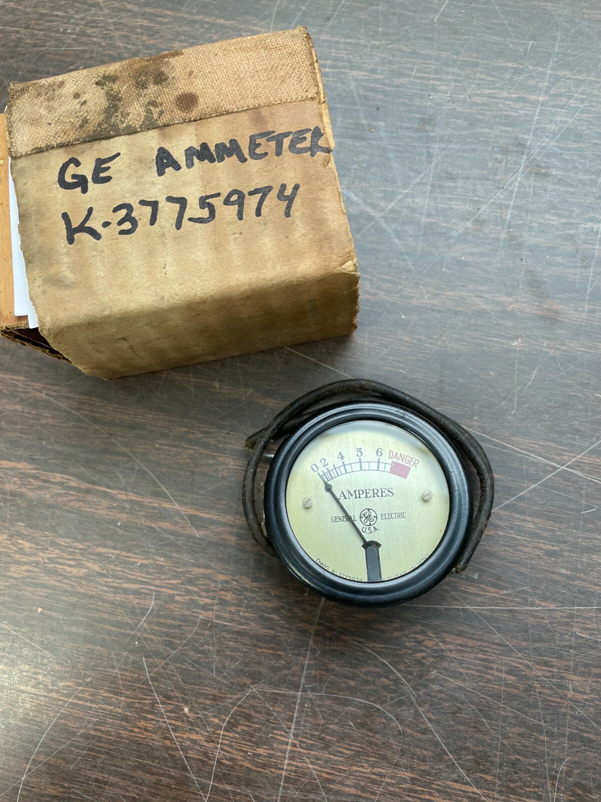 GE GENERAL ELECTRIC DASH AMMETER 6 AMP GAUGE INDICATOR GOLD FACE NOS ...