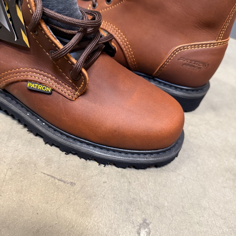 MEN'S WORK BOOTS ROUND SOFT TOE GENUINE LEATHER LACE UP BOTAS DE ...