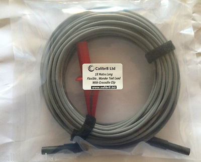 R2 Flexible Test Lead 18m long, For Electrician, fits Fluke & Megger ...