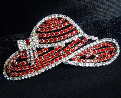GORGEOUS~Signed OTC Large Rhinestone Red Hat Society Pin Brooch 3.5" x ...