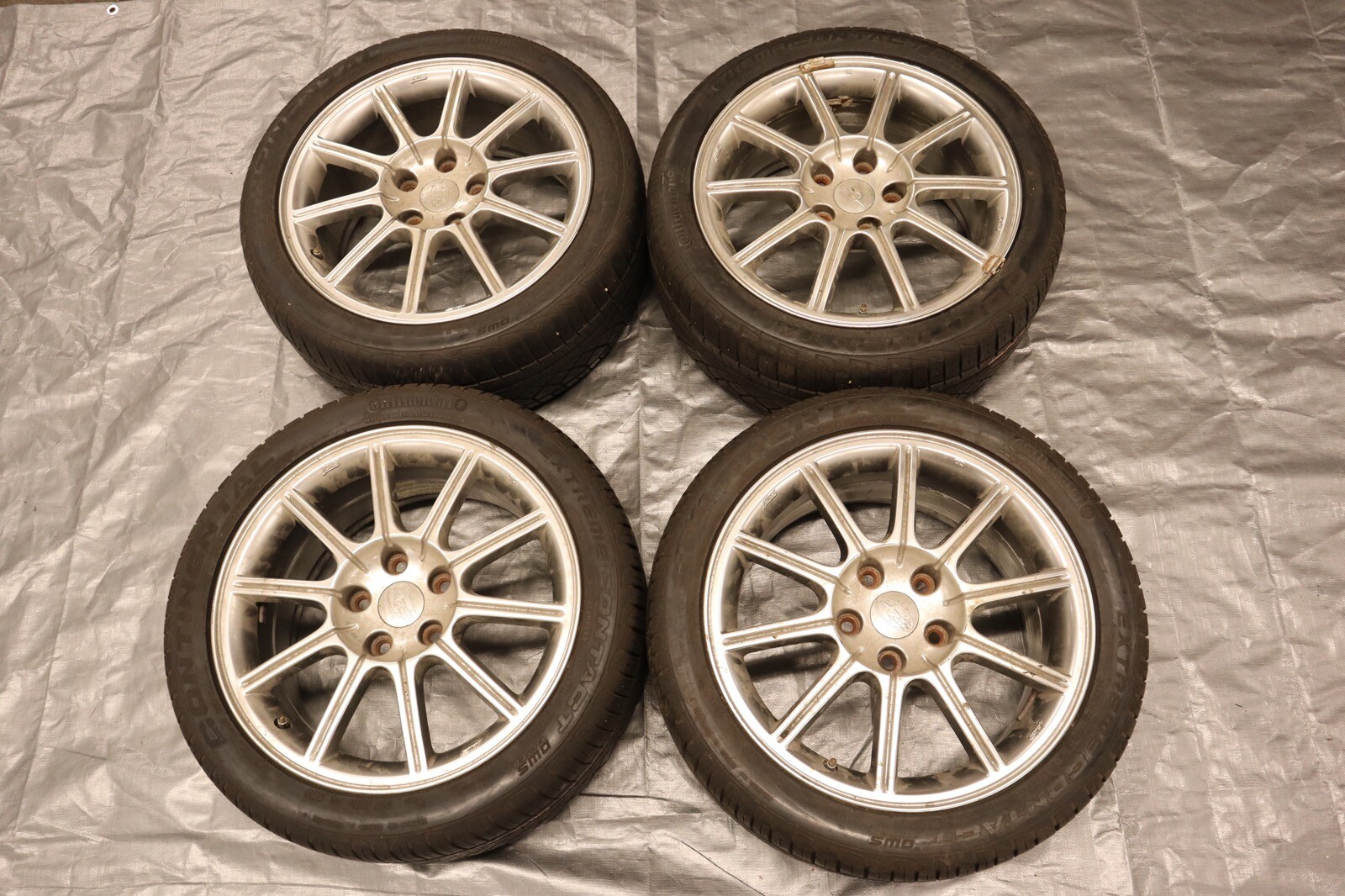 2007 SUBARU WRX STI OEM LIMITED BBS WHEELS 17X8 +53 CONTINENTIAL 245 ...