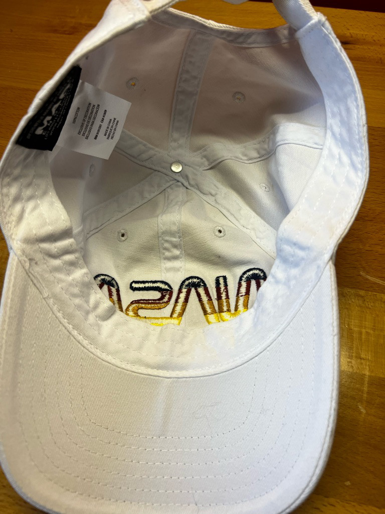 NASA mad engine worm logo embroidered white hat - Gem