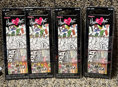 X4 Fing'rs Heart 2 Art Nail Tattoos, Comic Nation, 20 Sheets of Tattoo ...