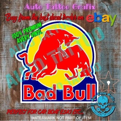 BAD BULL FUNNY Decal Sticker Vintage Man Cave Hot Rod Motorsport Racing ...