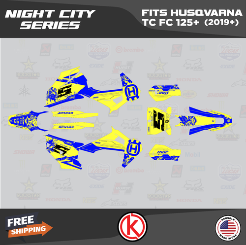 Graphics kit for Husqvarna TC125 TC250 FC250 FC450 2019-2022 NightCity ...