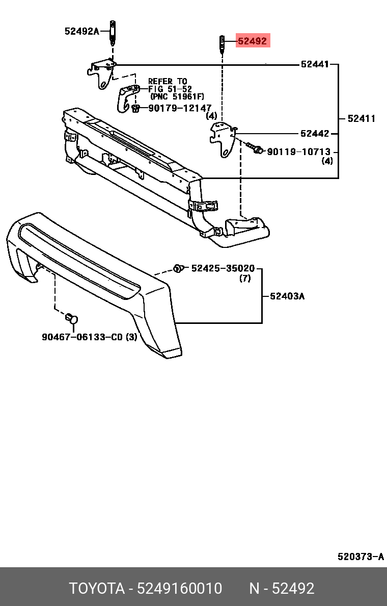 Genuine OE bolt, bumper pad, no.2, 5249160010 for TOYOTA 52491-60010 | eBay