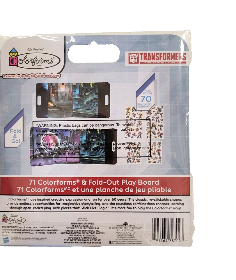 Transformers Colorforms Fold & Go! Jumbo on the go adventures over 75 ...