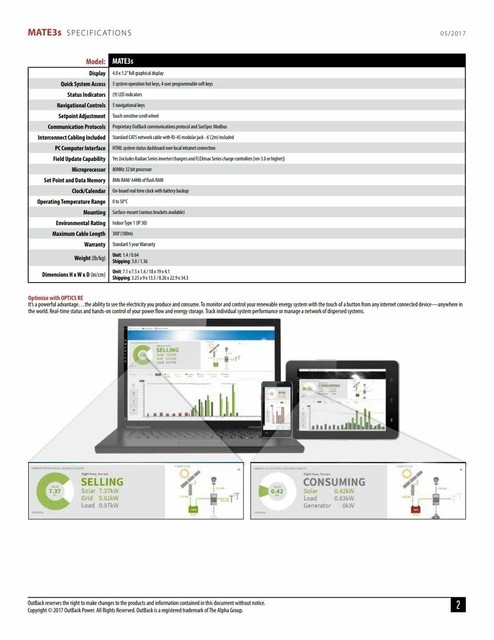 OutBack Power MATE3S System Display and Controller for sale online | eBay