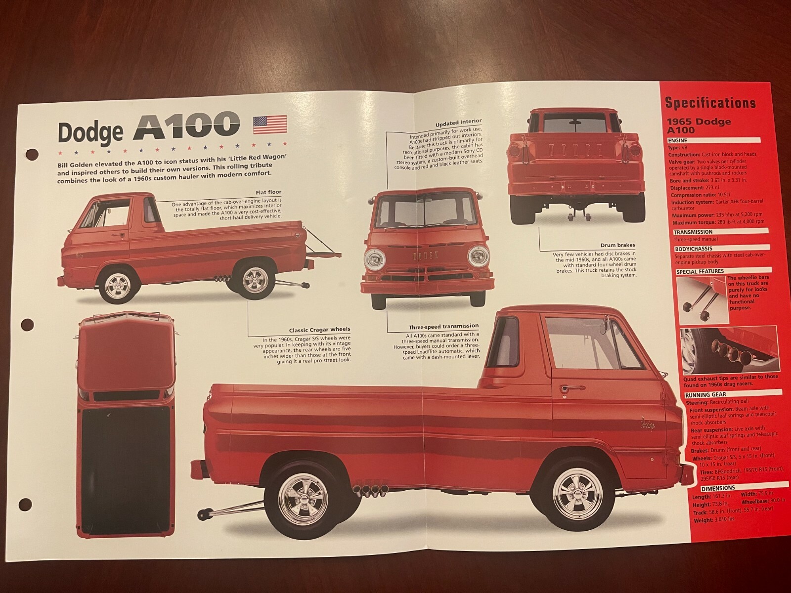 1965 DODGE A100 SPEC SHEET BROCHURE POSTER PHOTO V8 TRUCK | eBay UK