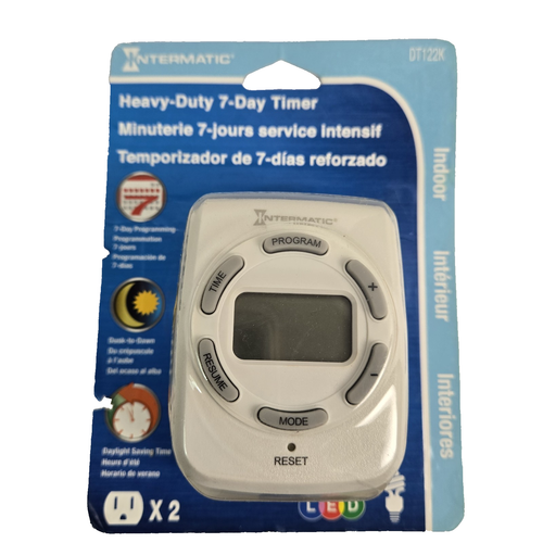 Intermatic DT122K 15-Amp Two-Outlet Heavy Duty Digital Indoor Timer ...