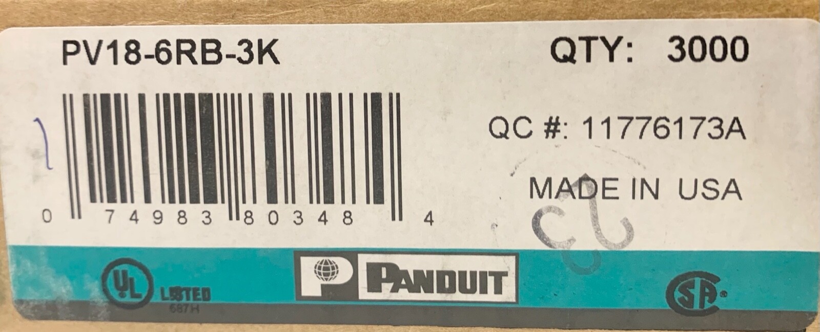 PANDUIT PV18 6RB 3K Red Insulated Crimp on Ring Terminal 18-22 AWG for ...
