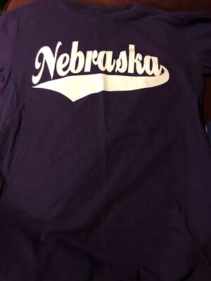 Unisex Purple & White Nebraska With Fancy Cursive Script, Small Shirt ...