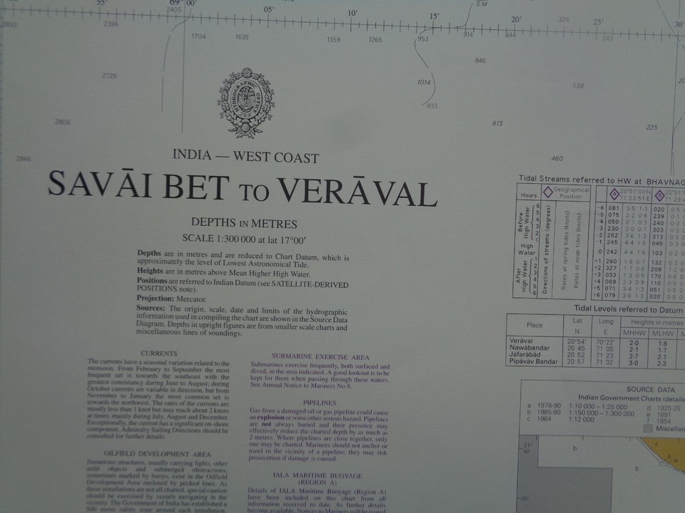 Marine Map / Savai Bet to Veraval - India | eBay UK
