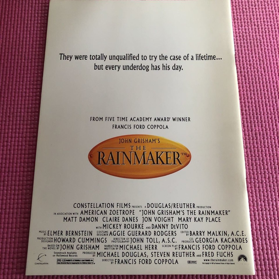 Rainmaker movie pamphlet starring Matt Damon Clare Deans | eBay